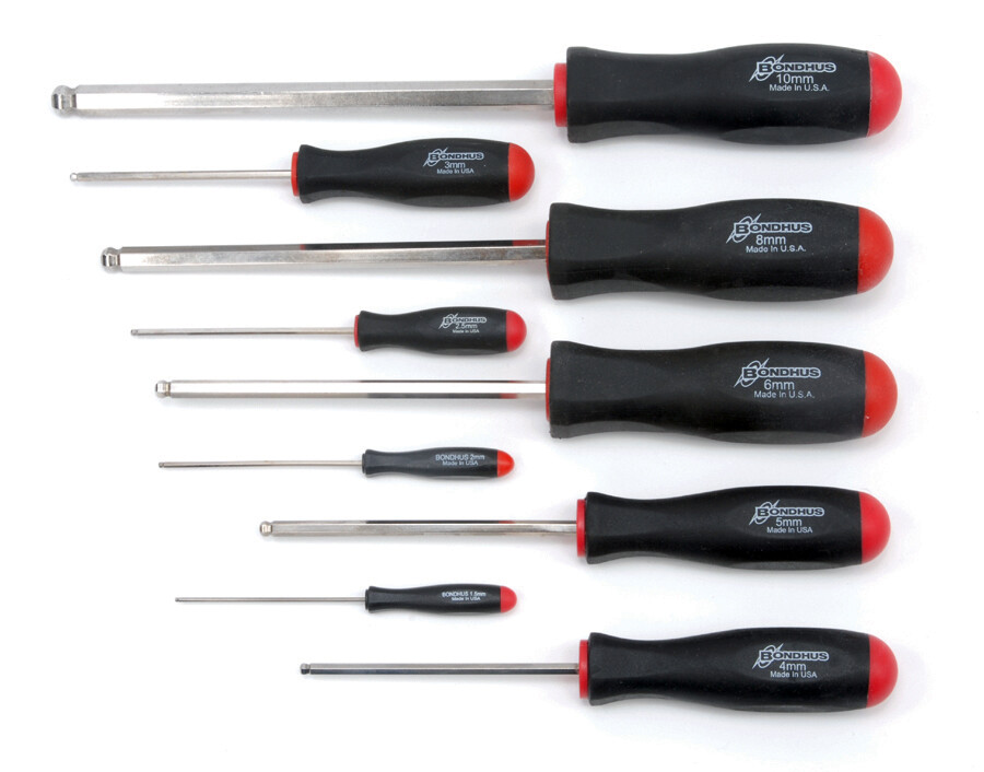 9pc Set Hex Ball Driver ScrewDrivers 1.5-10mm BriteGuard™ Bondhus USA ...