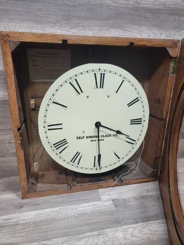 1900s Antique 20" Self Winding Clock Co. New York Electric Self Wind ...