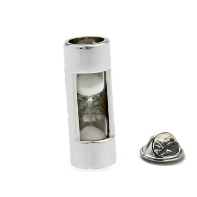 Hourglass Pin White Sand Working Time Keeper Lapel Pin Sand Timer Hour ...
