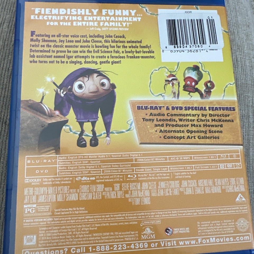 Igor (DVD Disc Only, 2009) John Cusack, Molly Shannon | eBay