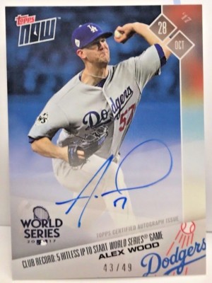 Alex Wood 2017 Topps Now BLUE World Series on-card Autograph Auto /49 ...