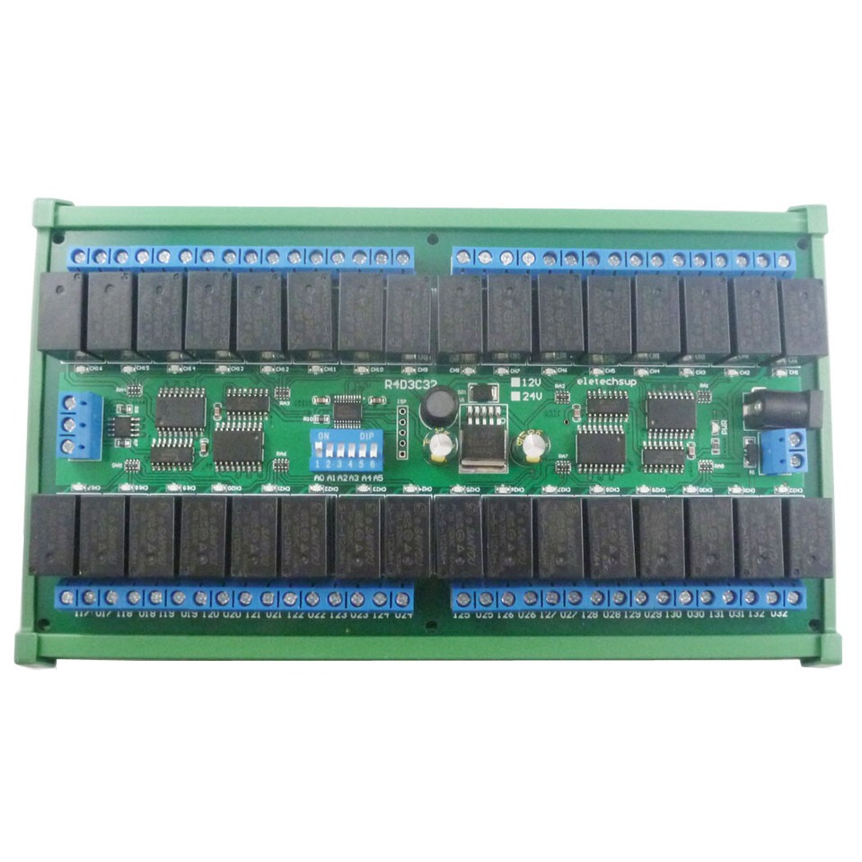 DC 12V 24V 32Ch Modbus RTU RS485 Bus Relay Module UART Serial port ...