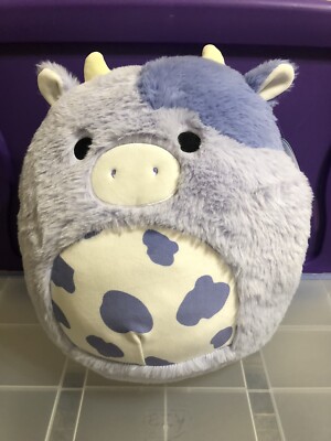 NWT Squishmallow cow fuzzy Bubba purple cow plush Fuzzamallow 12 ...