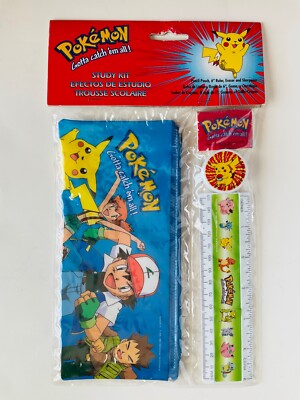 Pokemon Study Kit : Pouch - Ruler - Sharpener - Eraser Rare Anime ...
