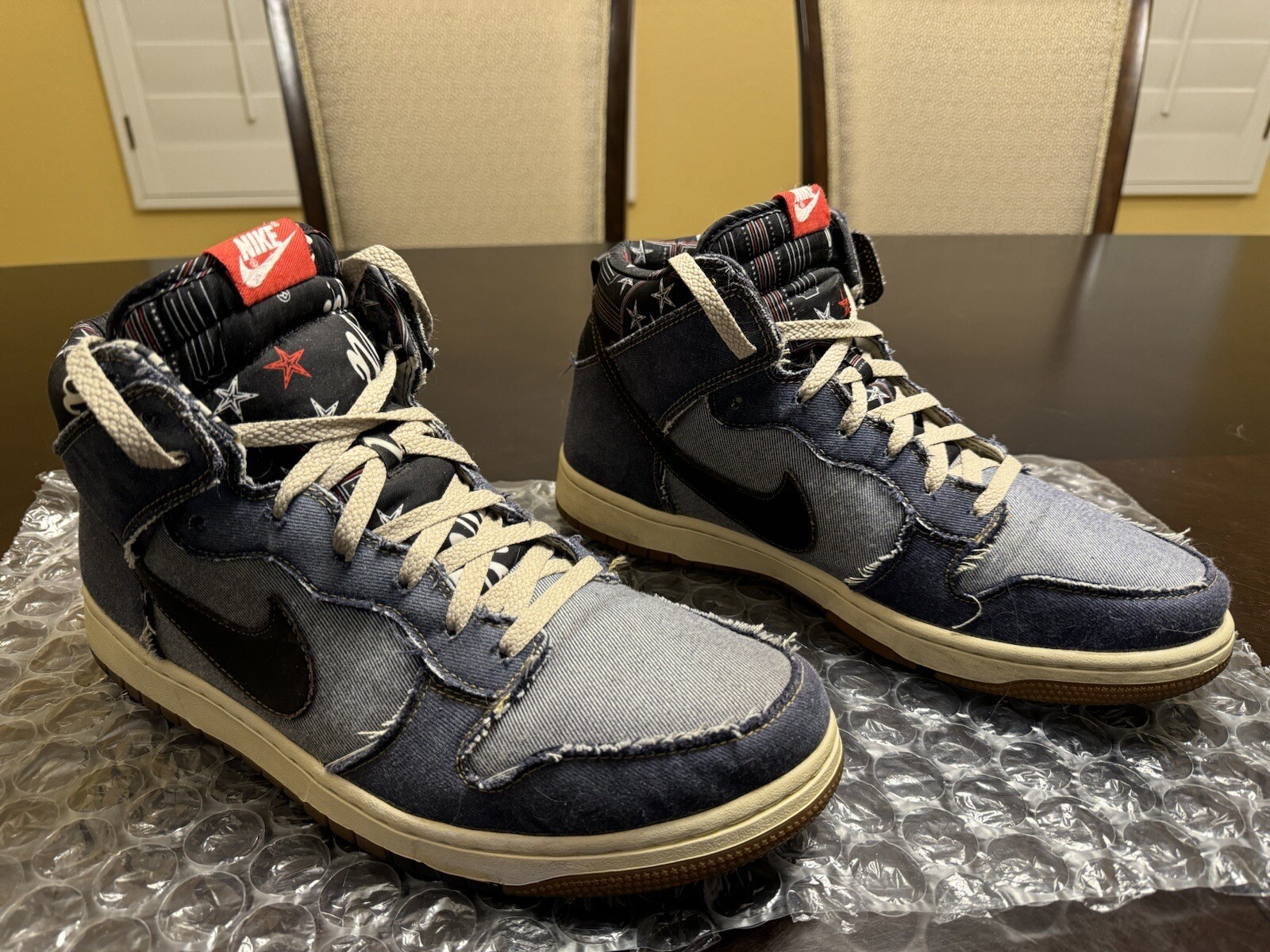 Nike Dunk High Denim Stars Sneaker Shoes Size US 13 - Gem