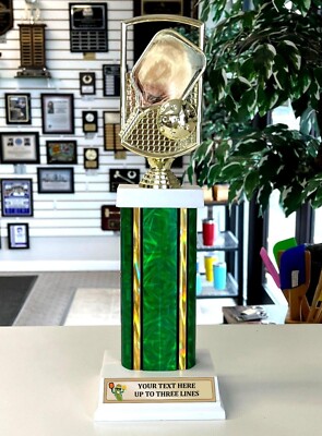 PICKLEBALL TROPHY PICKLE BALL AWARD FREE LETTERING OVER 13" TALL^ F-899 ...