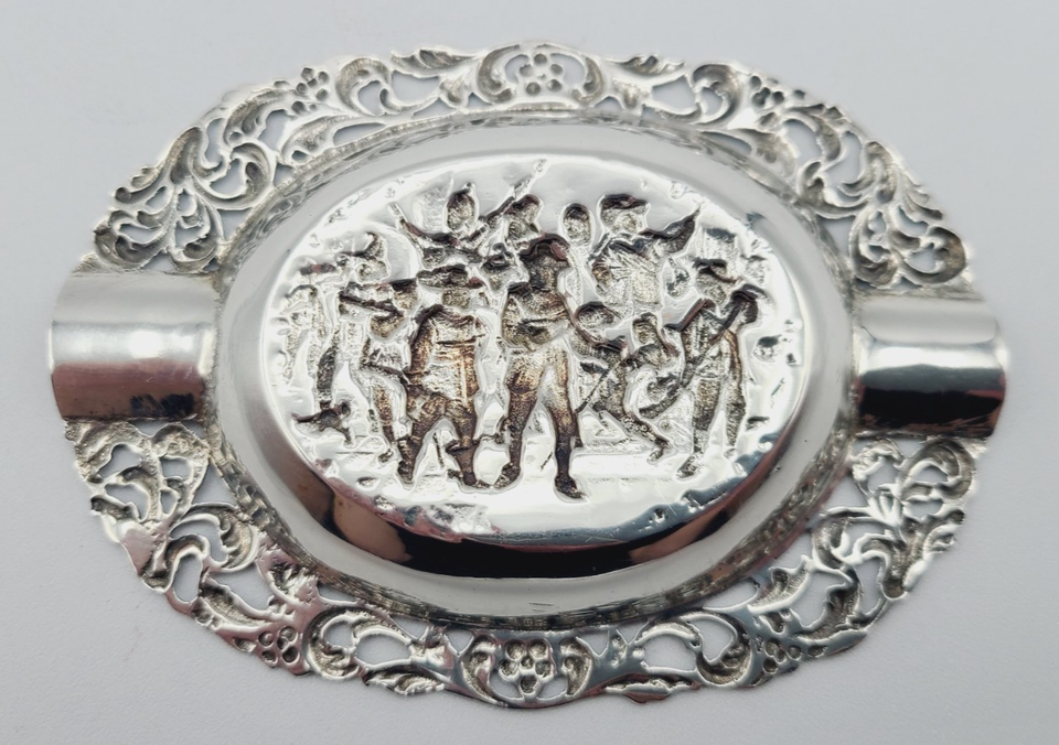 Vintage 1947 Dutch Old 833 Silver Ashtray - Repousse - Musketeers Scene ...