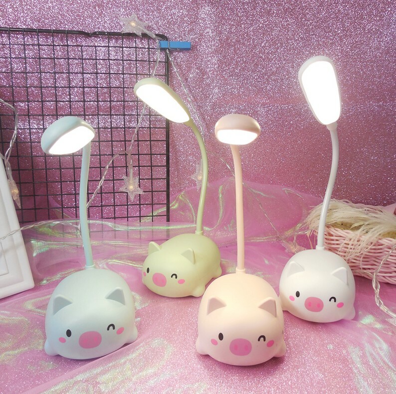 LED Portable Cute Kitten Cat Piggy Bear Lamp Reading Night Light USB ...