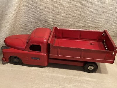 Vintage Structo Pressed Steel Red Dump Truck W/ Fireball Motor - Nice ...