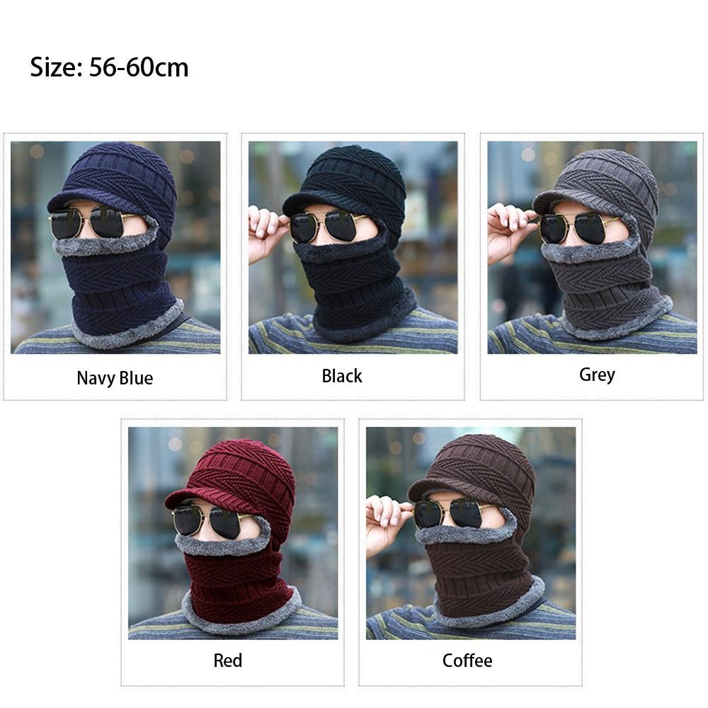 Polyester Knitted Beanies Hats Cold Protection Balaclava Mask Bonnet ...