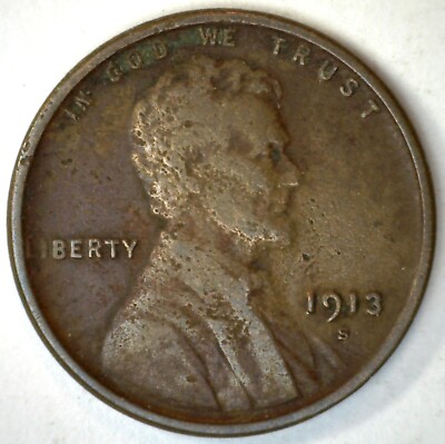 1913 S Lincoln Wheat Cent Coin 1c US Penny Very Fine Circulated | eBay