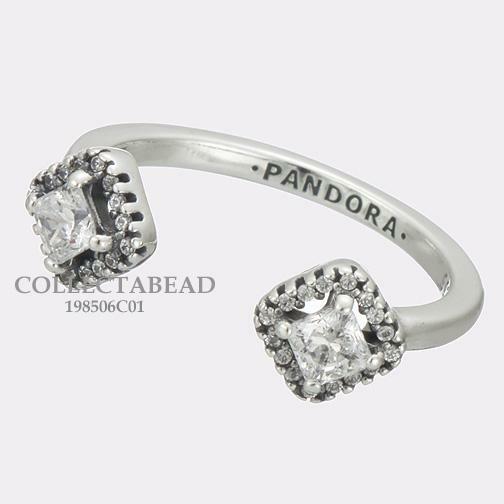 Authentic Pandora Sterling Silver Square Sparkle Open CZ Ring 198506C01 ...