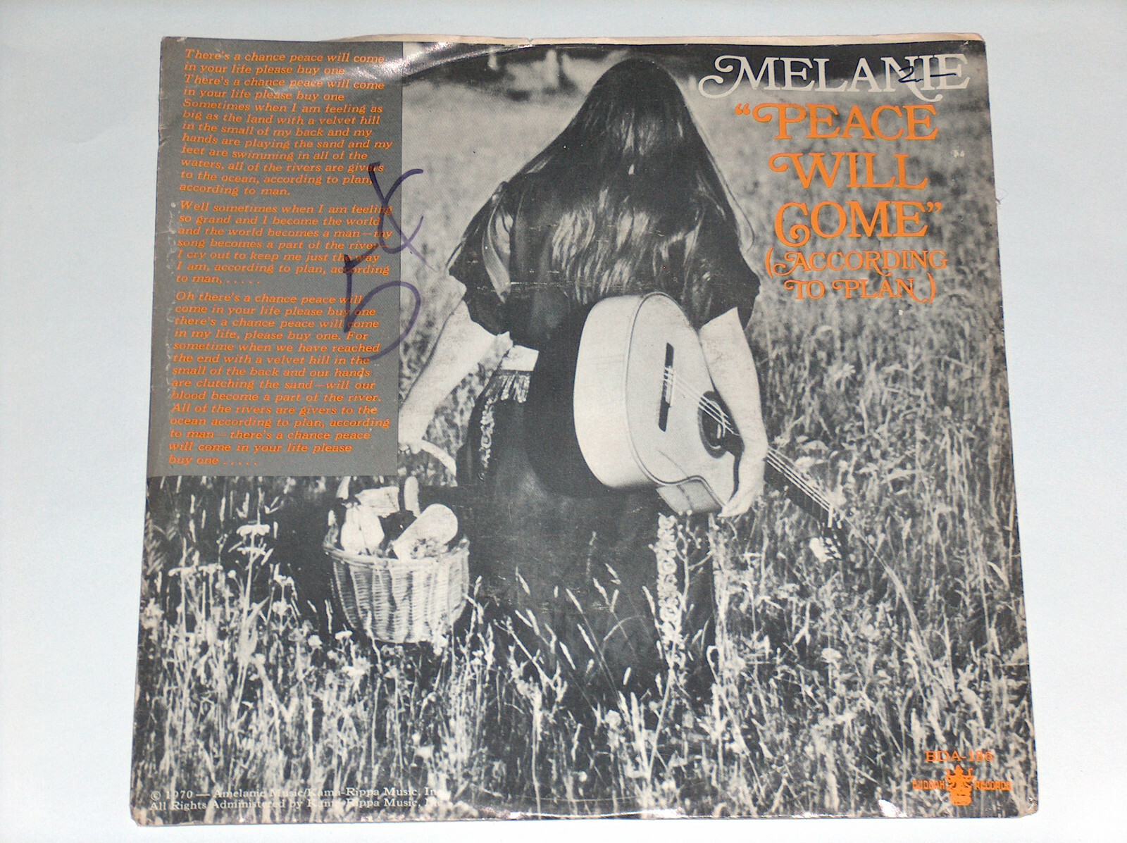 45RPM Melanie Peace Will Come (According To Plan) Buddah PROMO Sleeve ...