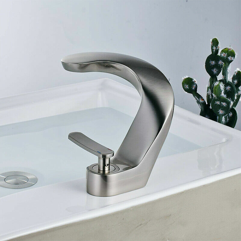 Bathroom Faucet Single Handle one Hole Waterfall Lavatory Vanity Sink ...