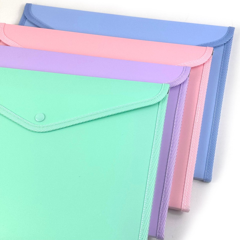 A4 Document Wallets button fastening file folder strong material pastel ...