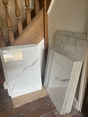 Carrera White Marble Effect Polished Porcelain Wall & Floor Tile ...