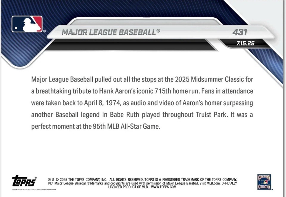 Major League Baseball 95th All-Star Game ATL 2025 MLB Topps NOW Card ...
