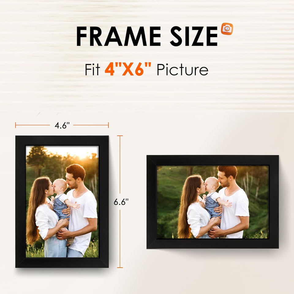 4x6 Picture Frame Set of 2, 4x6 Photo Frames with HD Plexiglass for ...