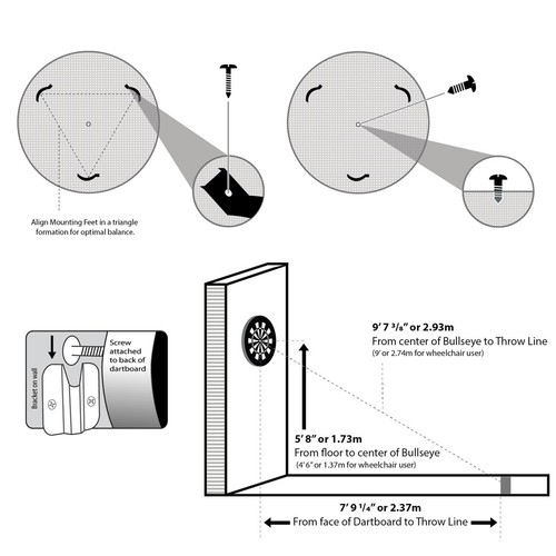 Dartboard Mounting Bracket Hardware Kit Wall Dart Board Hanger ...