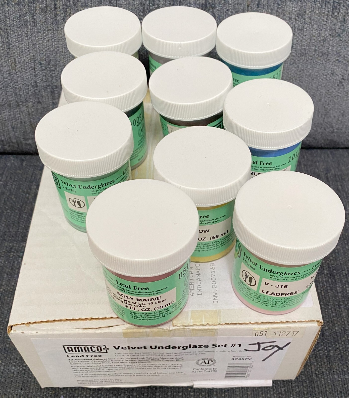 AMACO Velvet Ceramic Underglaze Paints 2 Ounce Jars -12 Color Set #1 ...