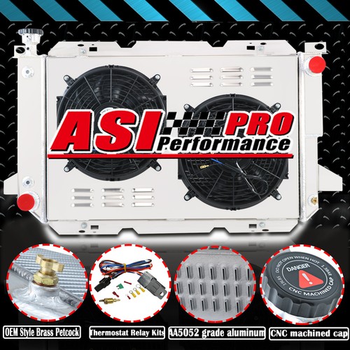 3 ROW Radiator+Shroud Fan+Relay Fit Ford F100 F150 F250 F350 Bronco V8 ...