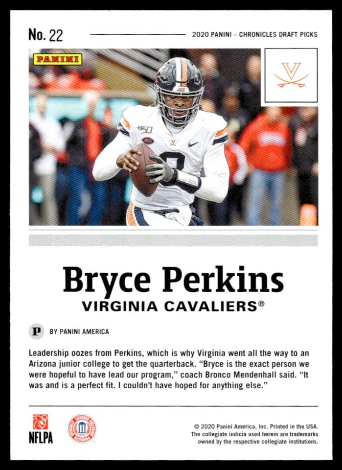 2020 Panini Chronicles Draft Picks Bryce Perkins Rookie Virginia ...