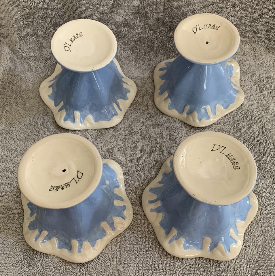 Ceramic set of 4 Ice Cream/Sundae Bowls Dish D'lusso Home Collection ...