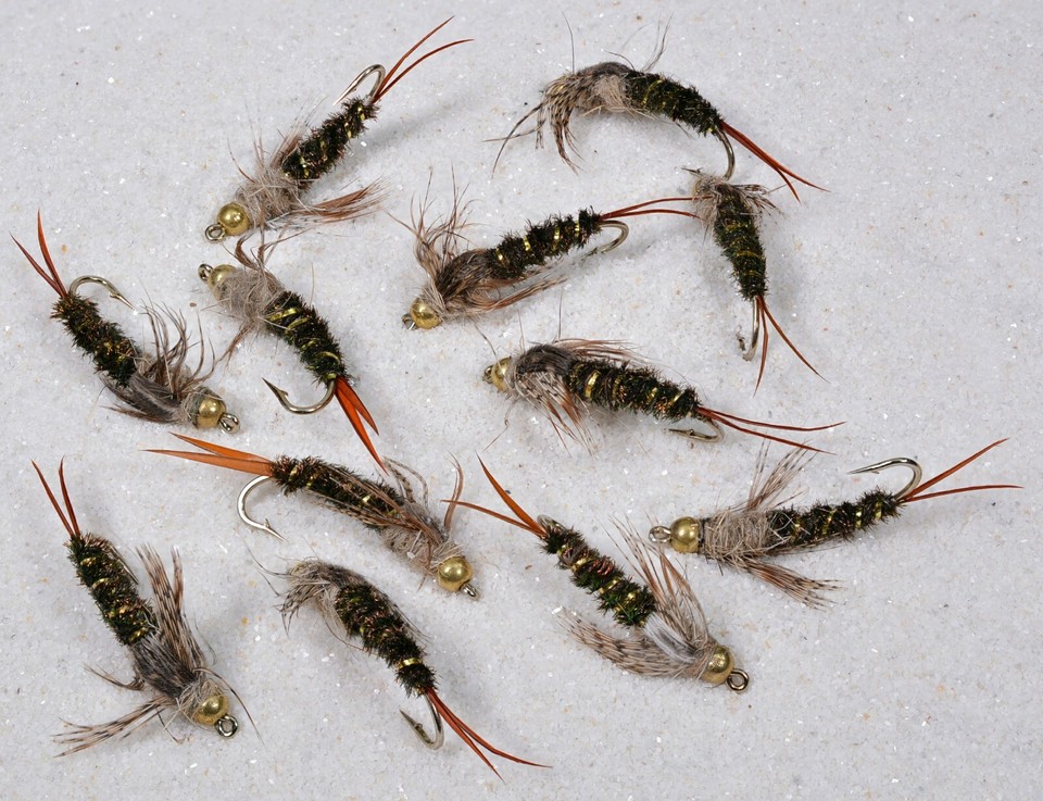 12 flies Tungsten Bead Head 20 Incher Stonefly Nymph Fly - Sizes #10 ...