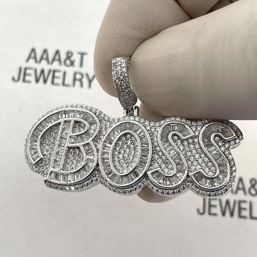925 Solid Sterling Silver Cubic Zirconia Icy Boss Pendant | eBay