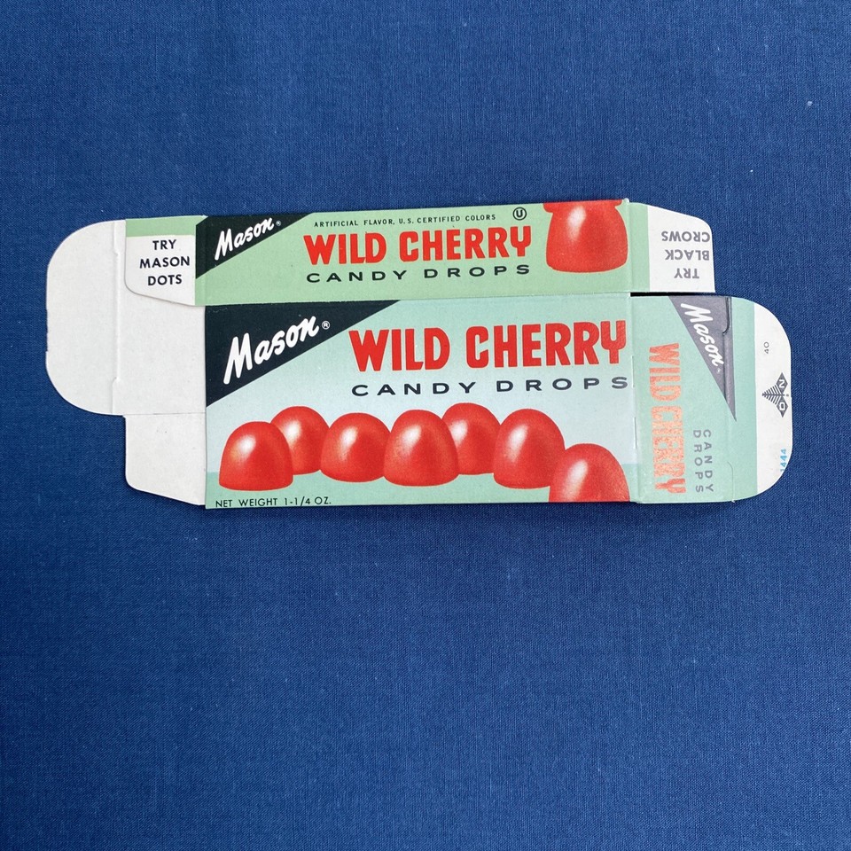 Vintage MASON WILD CHERRY DROPS Advertising Candy Box Mineola NY New ...