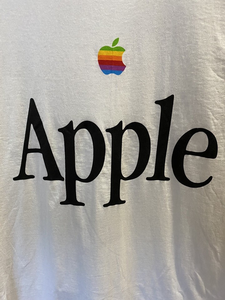 Vintage Apple Computer Rainbow Logo White T-Shirt 80's 90's Large | eBay
