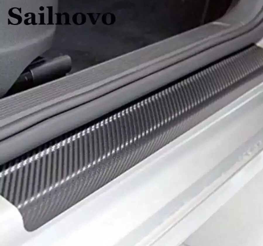 3D Carbon Fibre Car Door Sill Scuff Protector Plate Sticker Cover Tool ...
