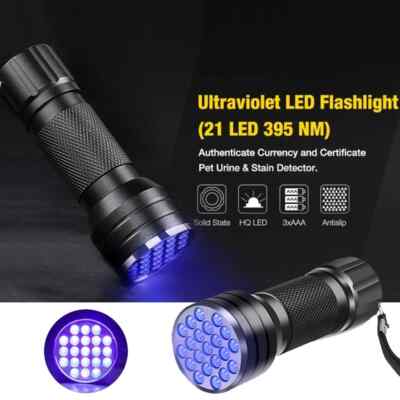 UV 21 LED Flashlight Ultra Violet Tactical Black Light Mini Torch 395 ...