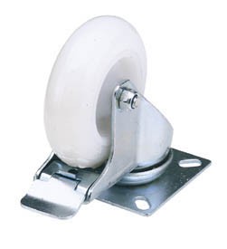 Draper 65504 100mm Dia Swivel Plate Fixing Nylon Wheel with Brake S.W.L ...