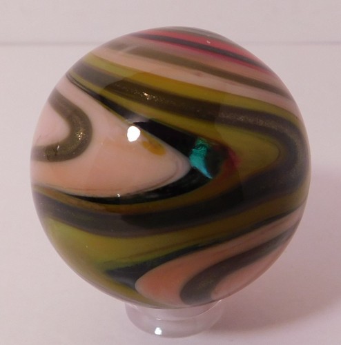 1 -New Divine Handmade Reverse Corkscrew Art Glass Marble -40 MM = 1-9/ ...