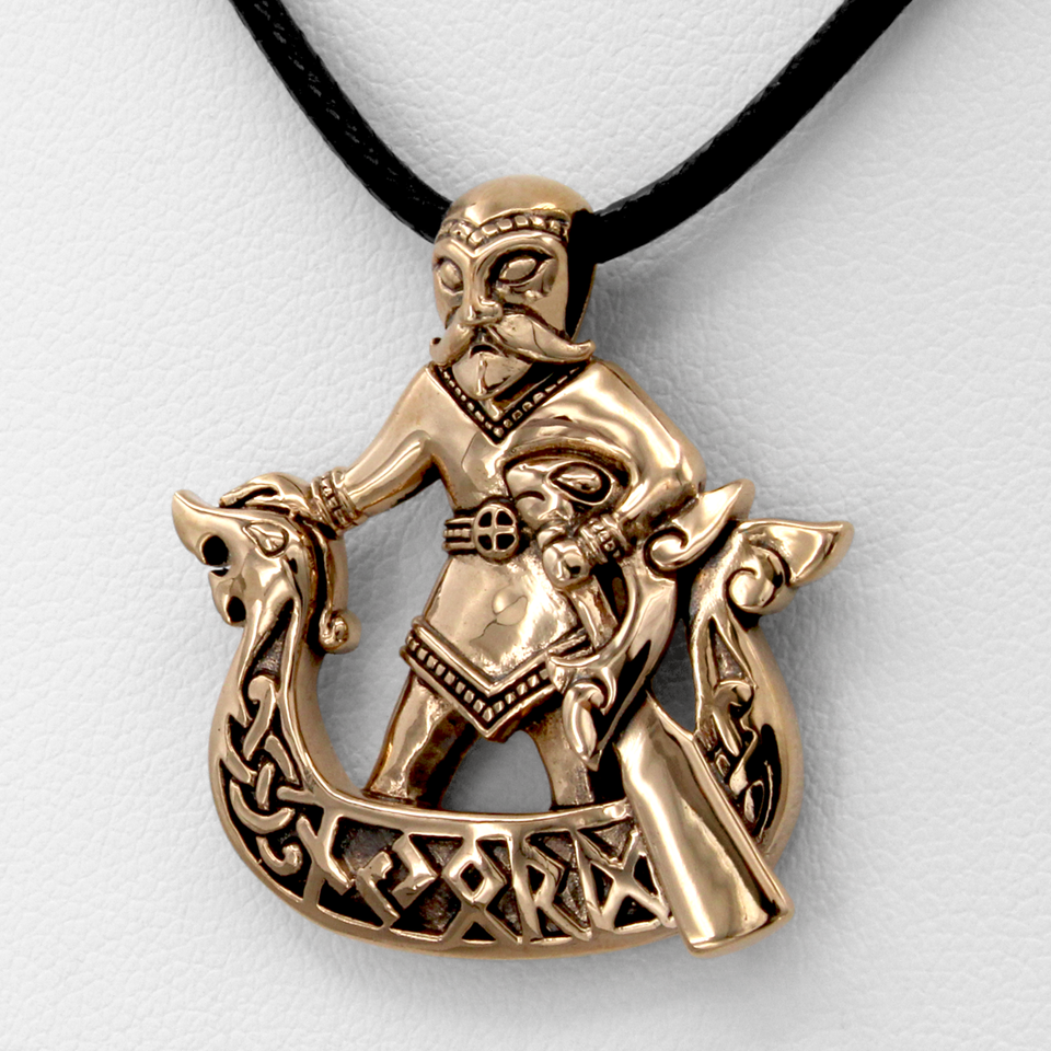 Bronze Norse God Njord Viking Rune Pendant Asatru Jewelry Dryad Design ...