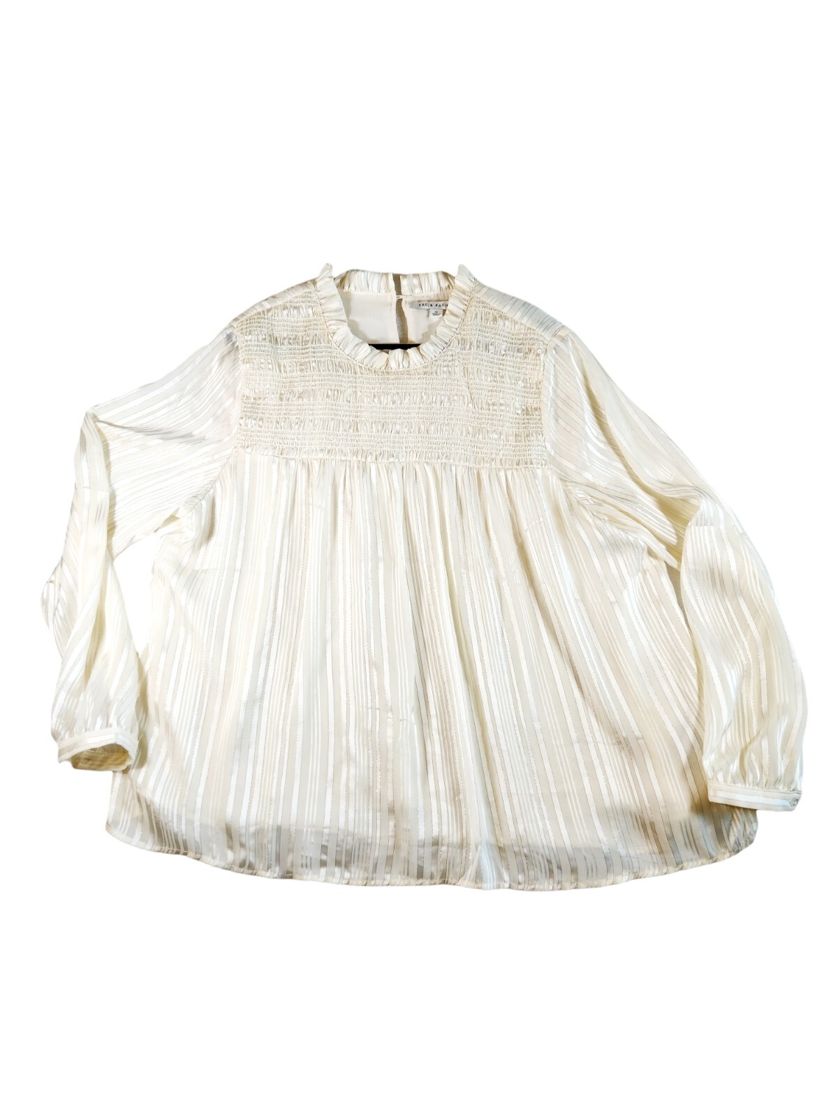 Zac & Rachel Ivory And Gold Long Sleeve Metallic Stri… - Gem