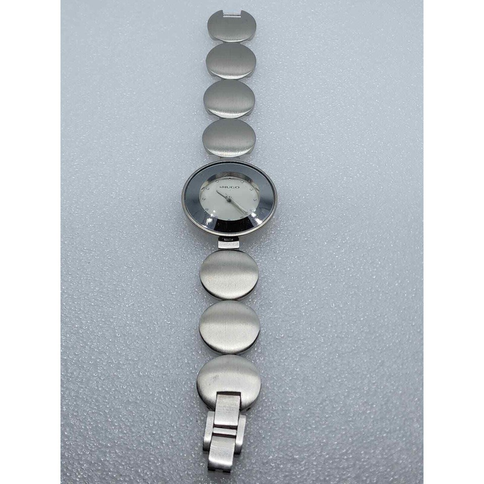 Hugo Boss Silver Disc Disk Circle VTG Bracelet Polka Dot Modern Art ...