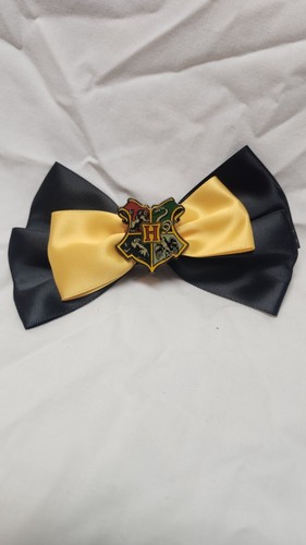 Hogwarts Bow Hair Clip Black and Yellow Ribbons Hufflepuff Colors Hot ...