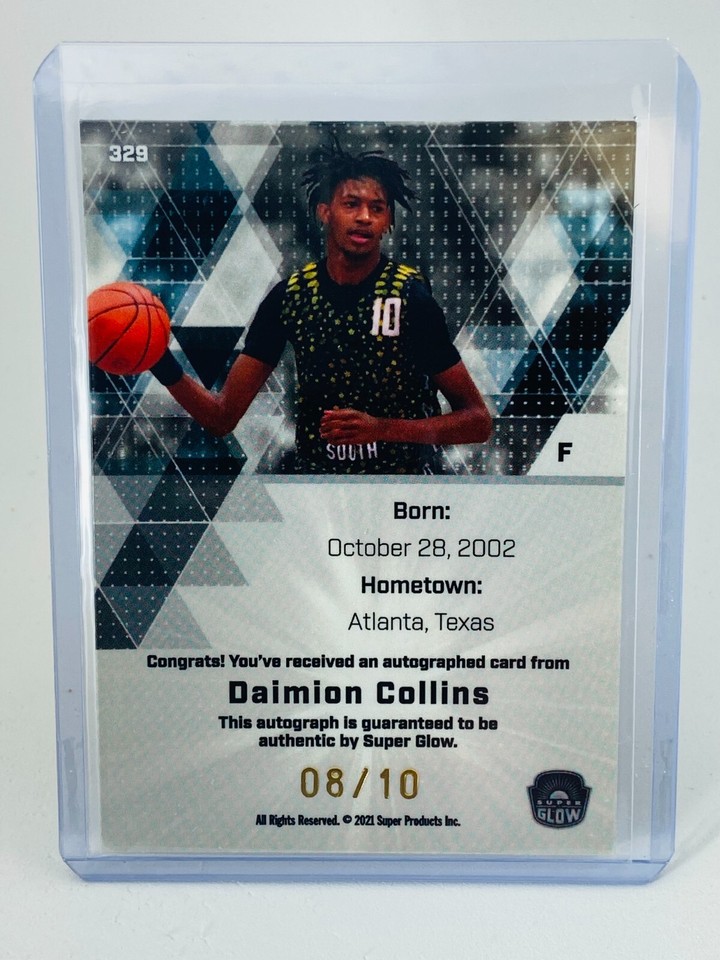 2021 Super Glow Daimion Collins 1st Ever Auto Gold #08/10 | eBay