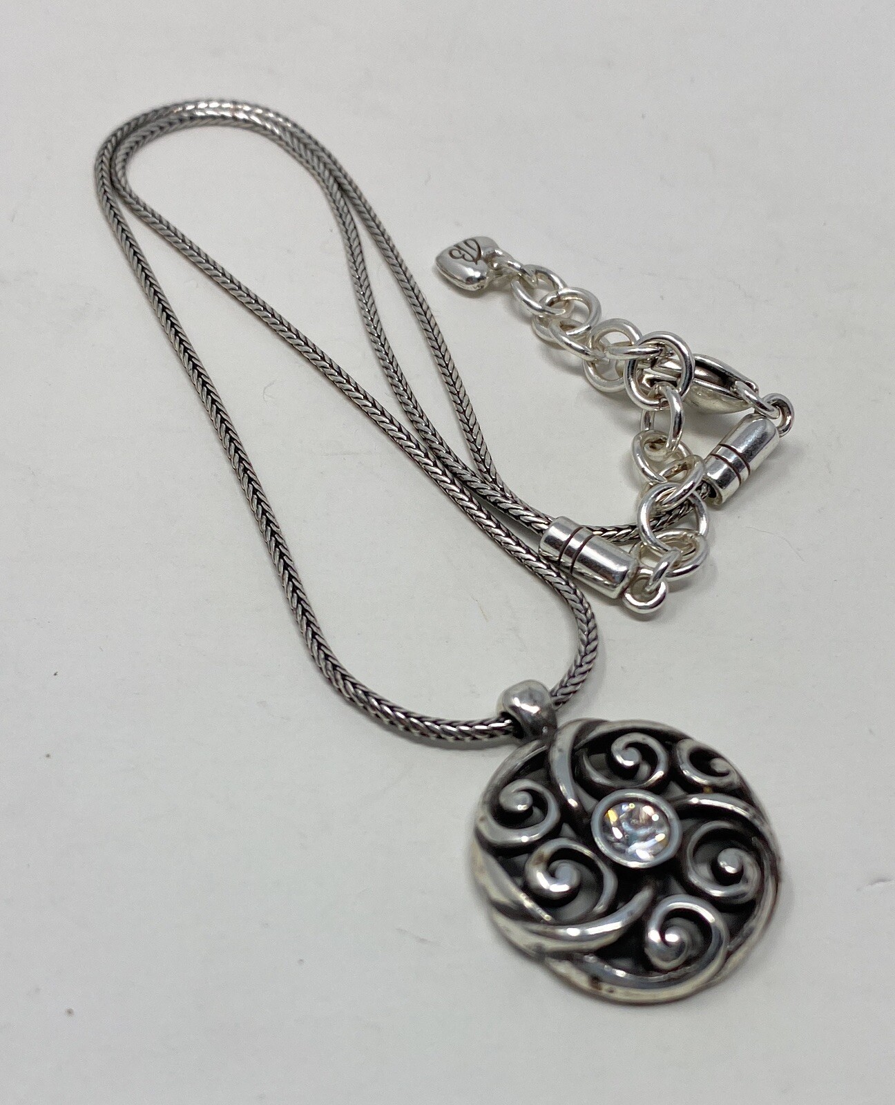 BRIGHTON Silver Scroll Design Swarovski Crystal Center Necklace | eBay