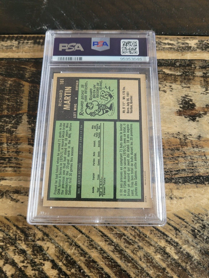 1971-72 O-Pee-Chee Richard Martin Rookie #161 PSA 4 VG-EX Crazy Low ...