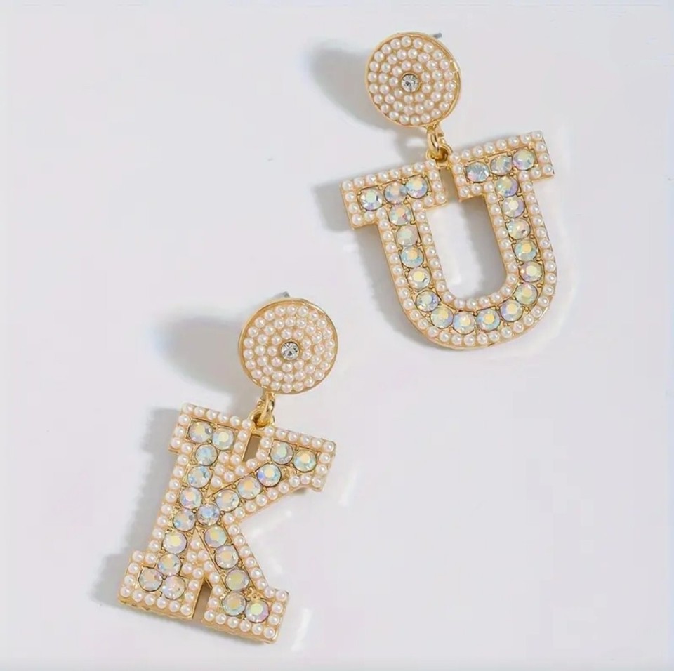 KU EARRINGS University of Kansas ROCK CHALK JAYHAWK Blue or White ...