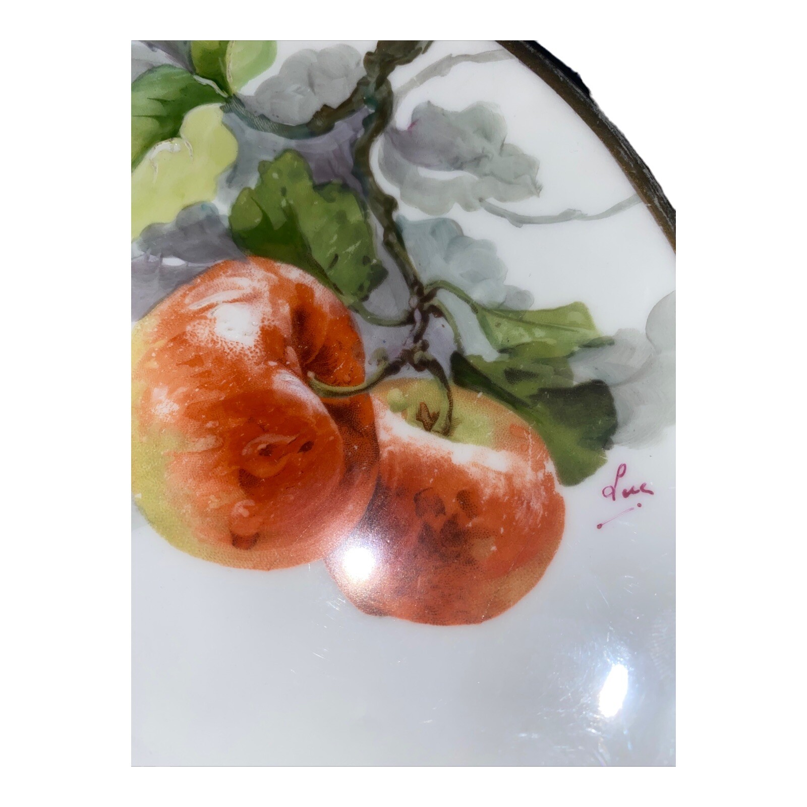 T. Luc Early Limoges Hand Painted Apples Signed Plate Wall Hanger ...