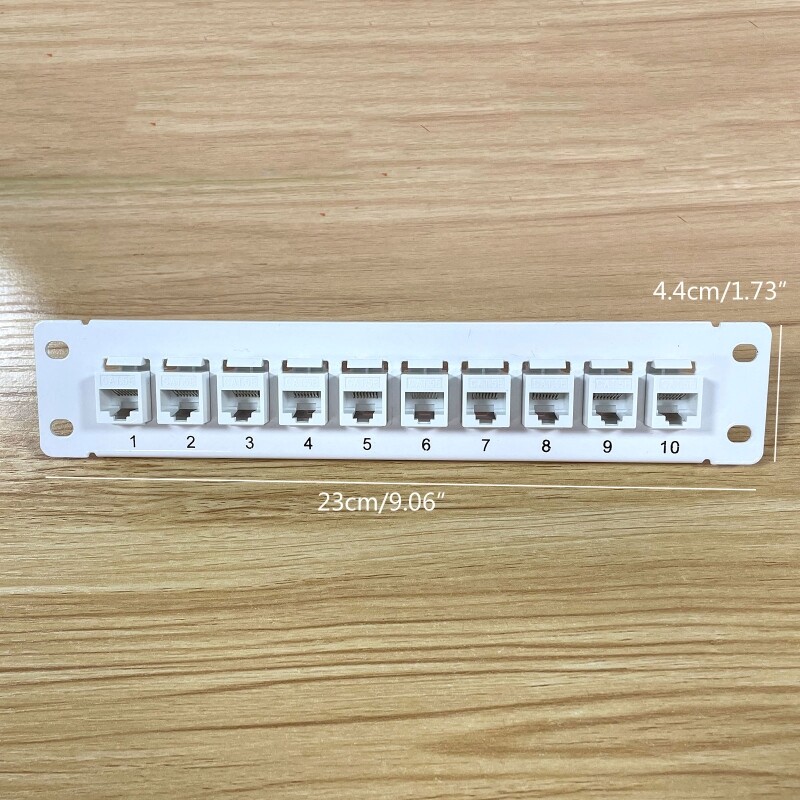 10 Port CAT5e RJ45 Pass-Thru Patch Panel with Mounting Bracket for ...