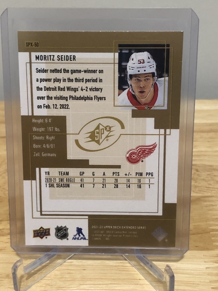 Moritz Seider 2021-22 UD Extended Series SPx 1990-2000 Retro Rookie ...