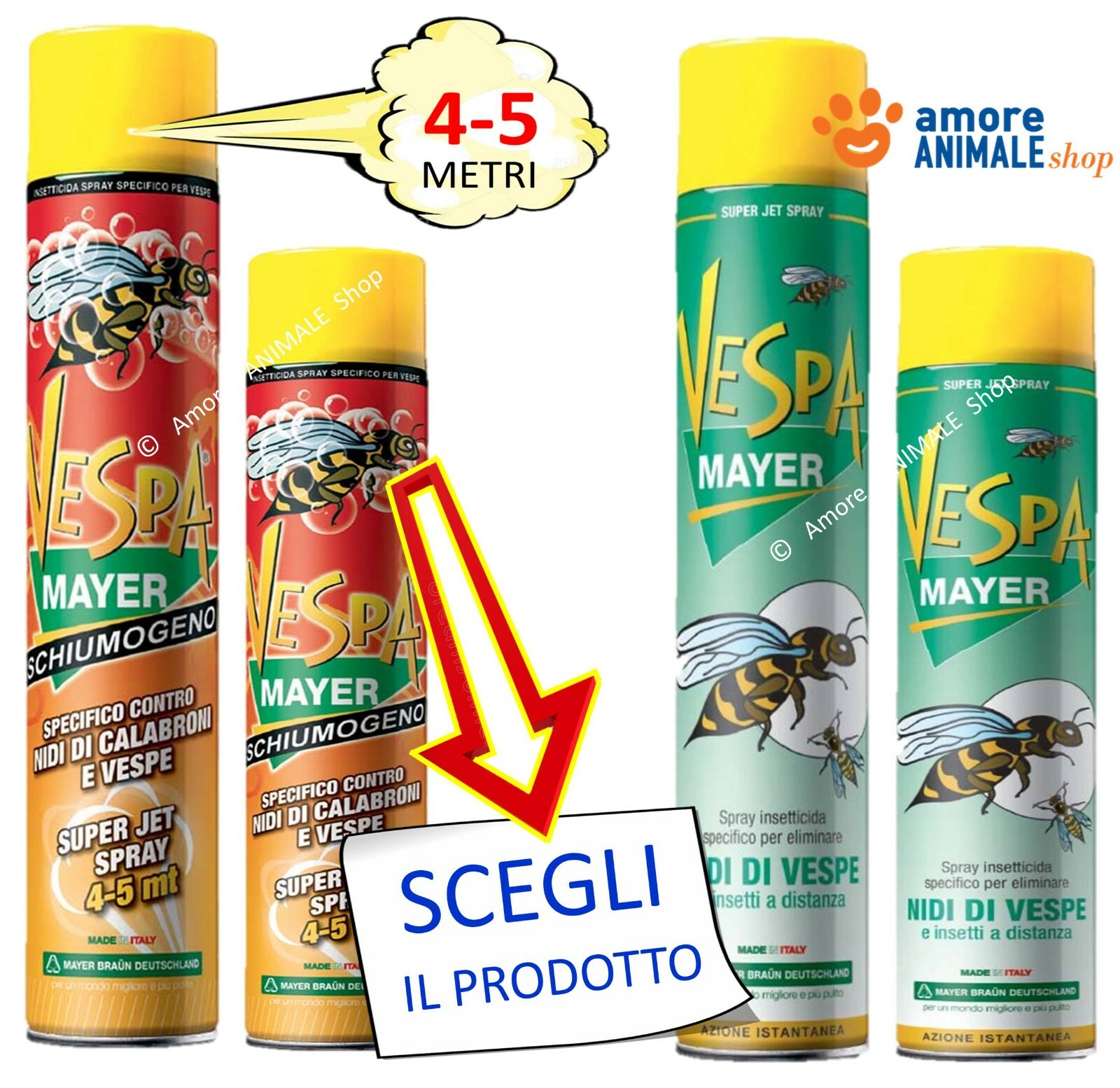 Vespa Mayer → 500 / 750 ml - SPRAY Insetticida o SCHIUMOGENO per Vespe ...