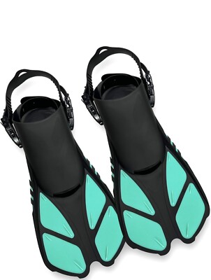 Snorkel Fins Adjustable Buckles Open Heel Swim Flippers Travel @M2 | eBay