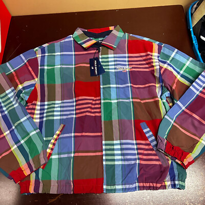 Polo Ralph Lauren Mens Multicolor Plaid Collared Windbreaker Jacket ...
