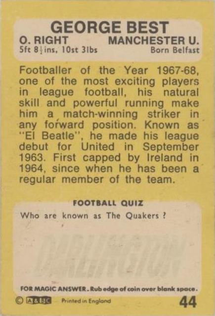 1968-69 A&BC Footballers George Best #44 for sale | eBay